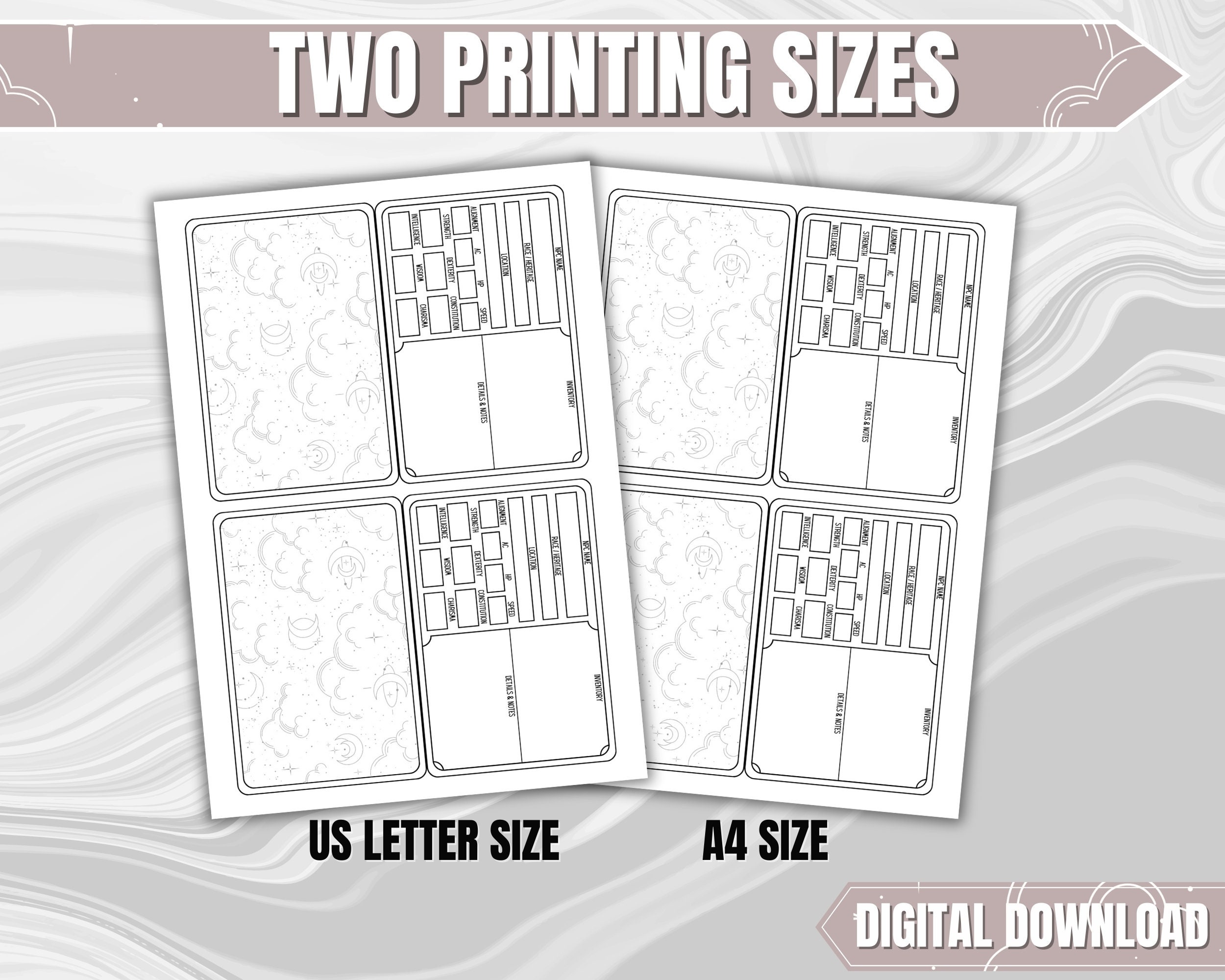 DND NPC Tracker Cards | Dungeons and Dragons 5th Edition Blank Pdf ...