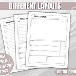 Minimalist Session Notes | Dungeons and Dragons 5th Edition PDF Form ...