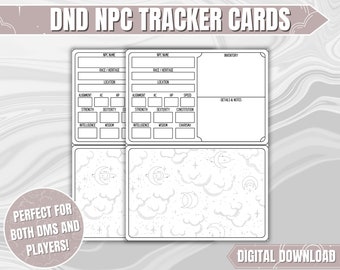 DND NPC Tracker Cards | Dungeons and Dragons 5th Edition Blank Pdf ...