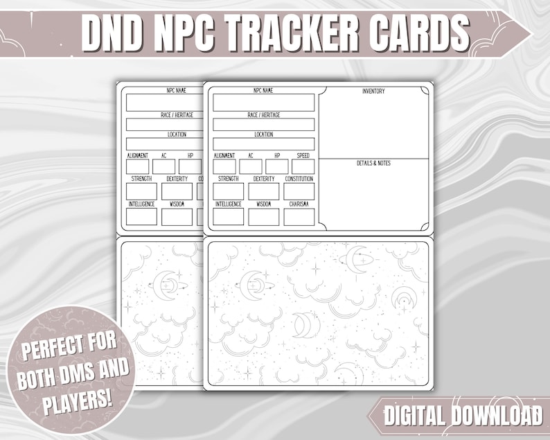 DND NPC Tracker Cards | Dungeons and Dragons 5th Edition Blank Pdf ...