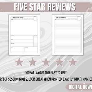 Minimalist Session Notes | Dungeons and Dragons 5th Edition PDF Form ...