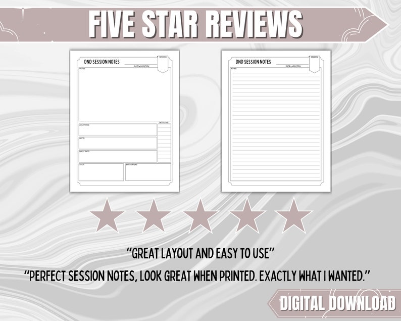 Minimalist Session Notes | Dungeons and Dragons 5th Edition PDF Form ...