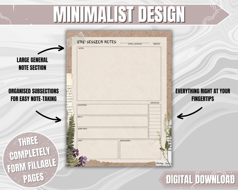 DND Session Notes Scrapbook Style | Dungeons and Dragons 5th Edition ...