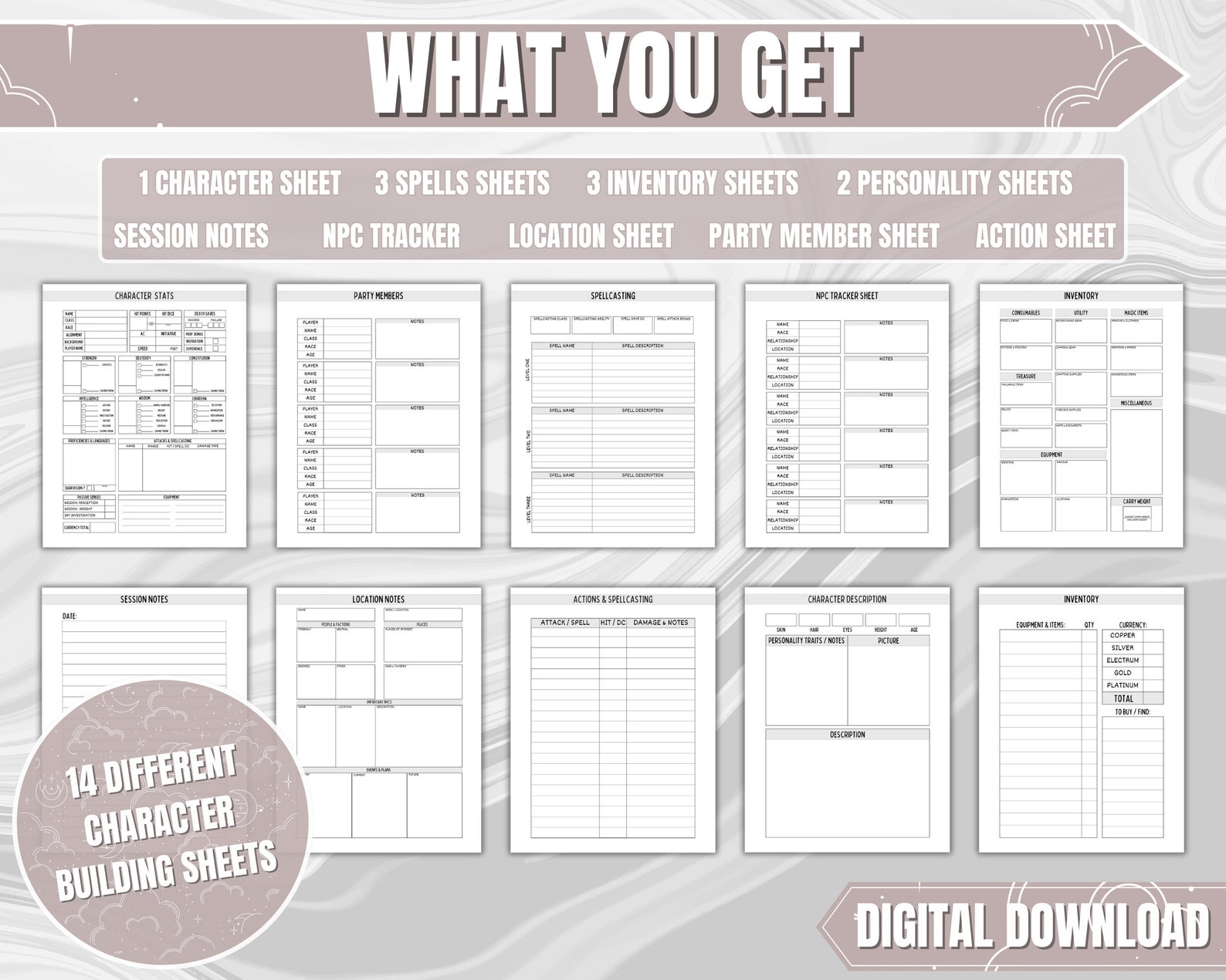 DND 5e Character Journal Bundle | Dungeons and Dragons 5th Edition ...