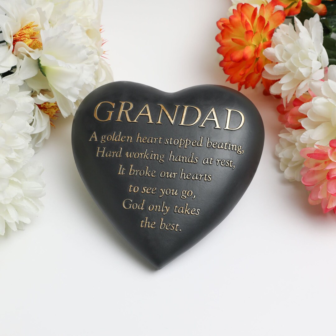 Grandad Memorial Stone - Heart Shaped Remembrance Plaque - Etsy