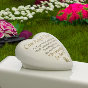 Our Angel Baby Memorial Stone - Our Angel Baby Grave Stone - Heart ...