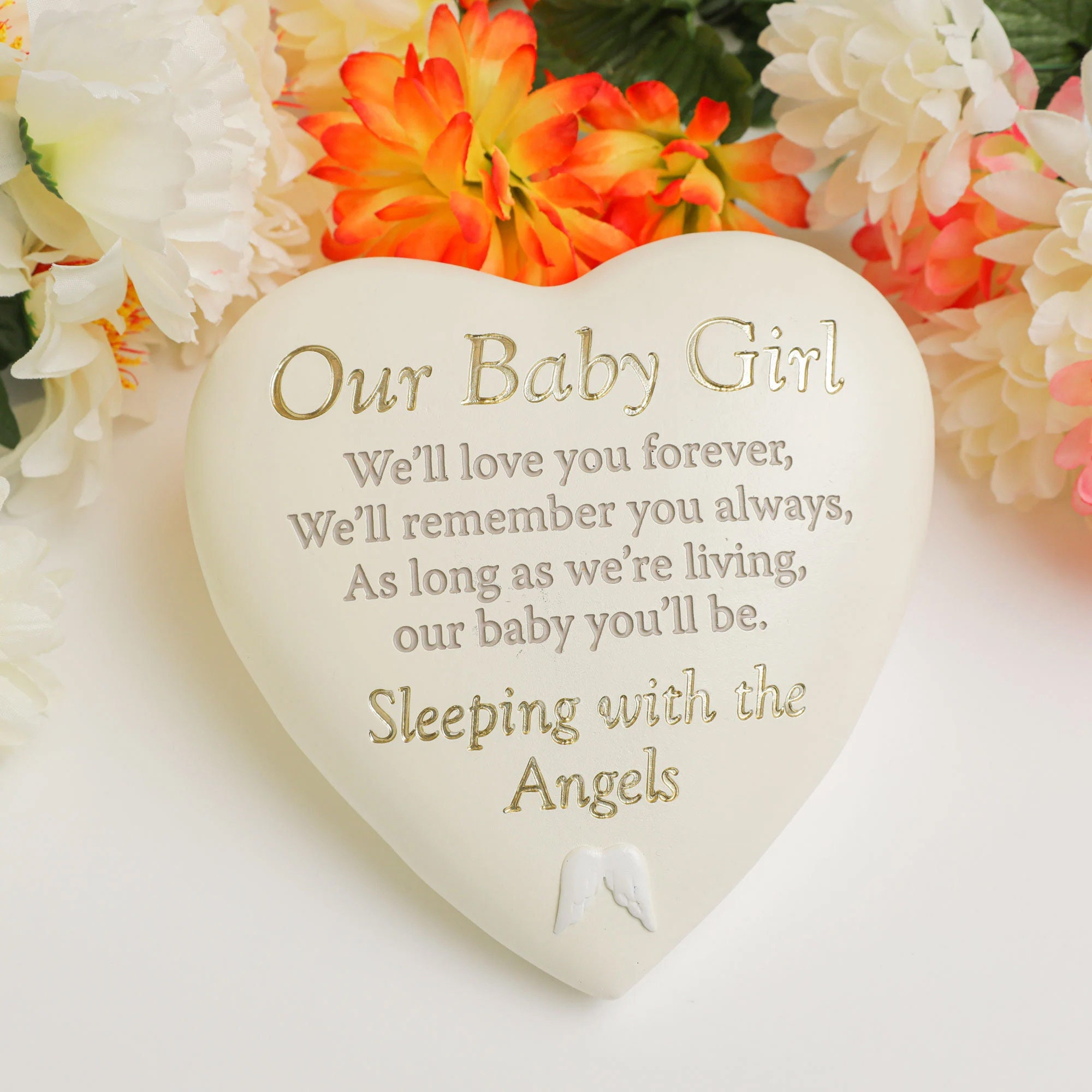 Baby Girl Memorial Stone – Heart-shaped Remembrance Plaque - Etsy