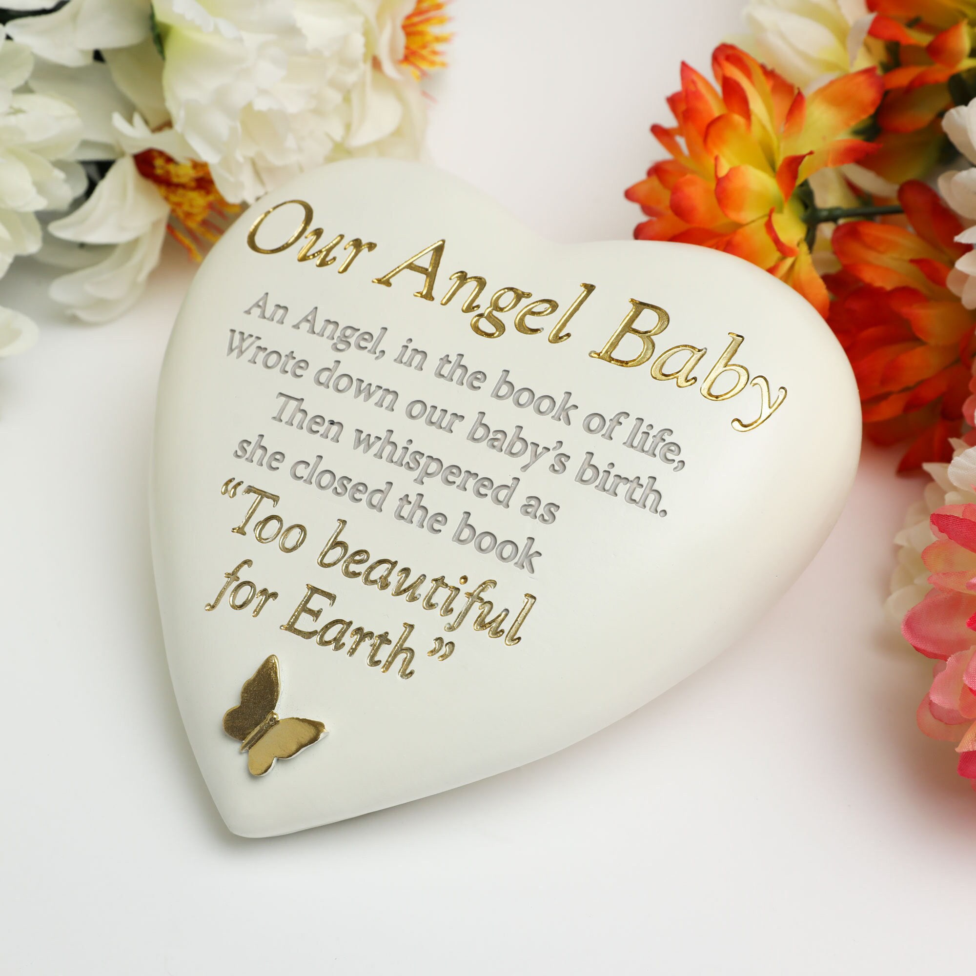 Our Angel Baby Memorial Stone - Our Angel Baby Grave Stone - Heart ...