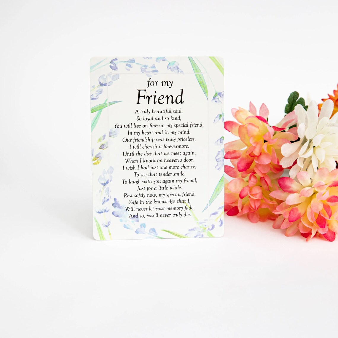 Weatherproof Memorial Card for Friend – Graveside Floral Design - Etsy