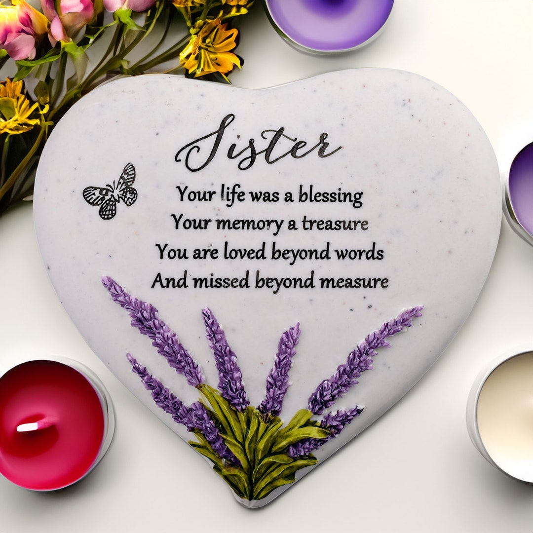 Memorial Stone for Sister - Sister Grave Stone - Heart Shaped Sister ...