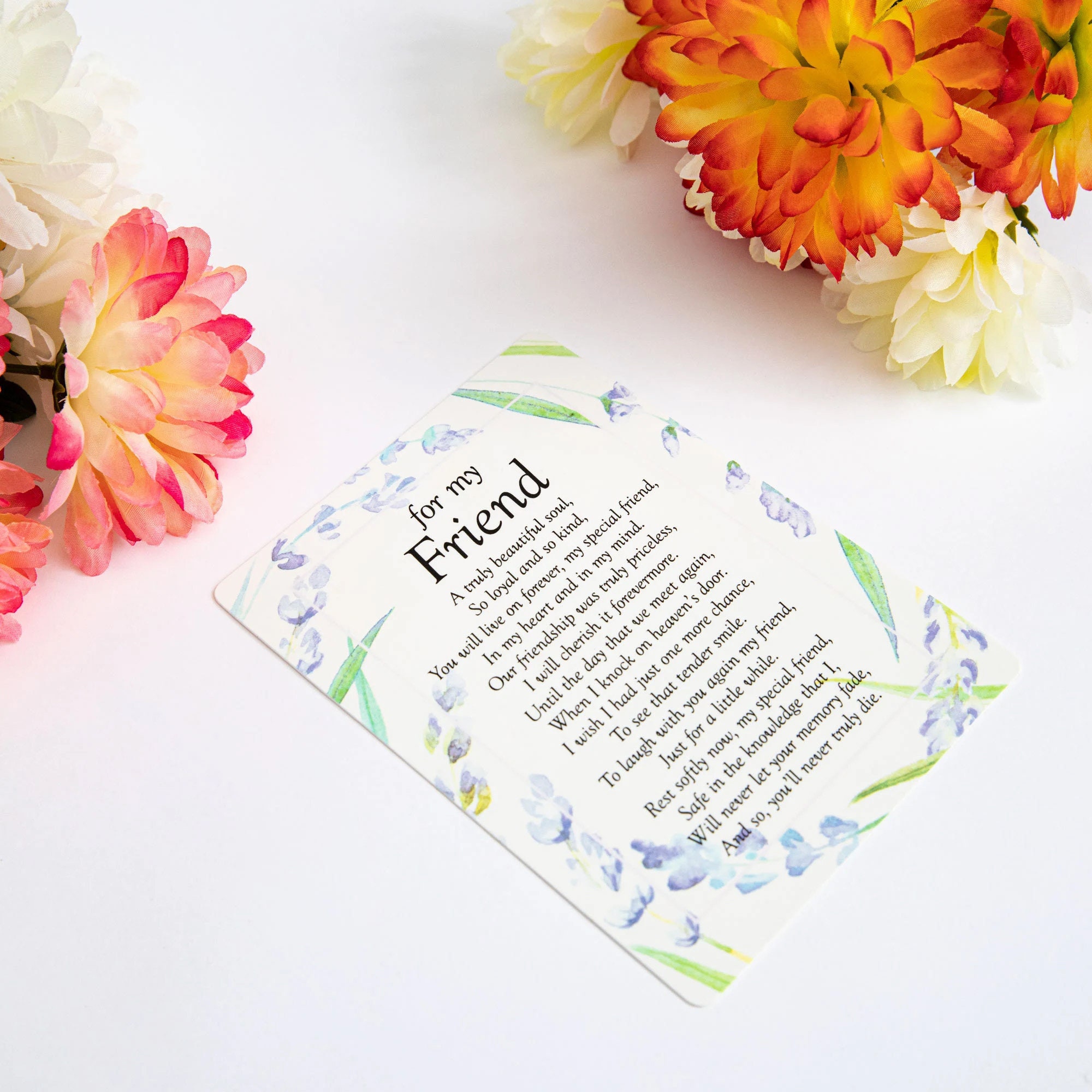 Weatherproof Memorial Card for Friend – Graveside Floral Design - Etsy