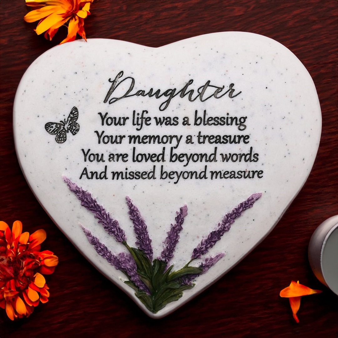 Daughter Memorial Stone – Heart Shaped Remembrance Plaque - Etsy