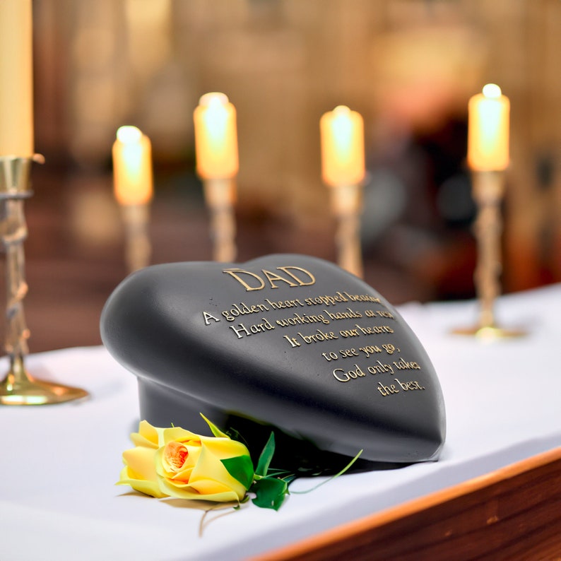 Memorial Stone for Dad - Dad Grave Stone - Heart Shaped Dad Memorial ...