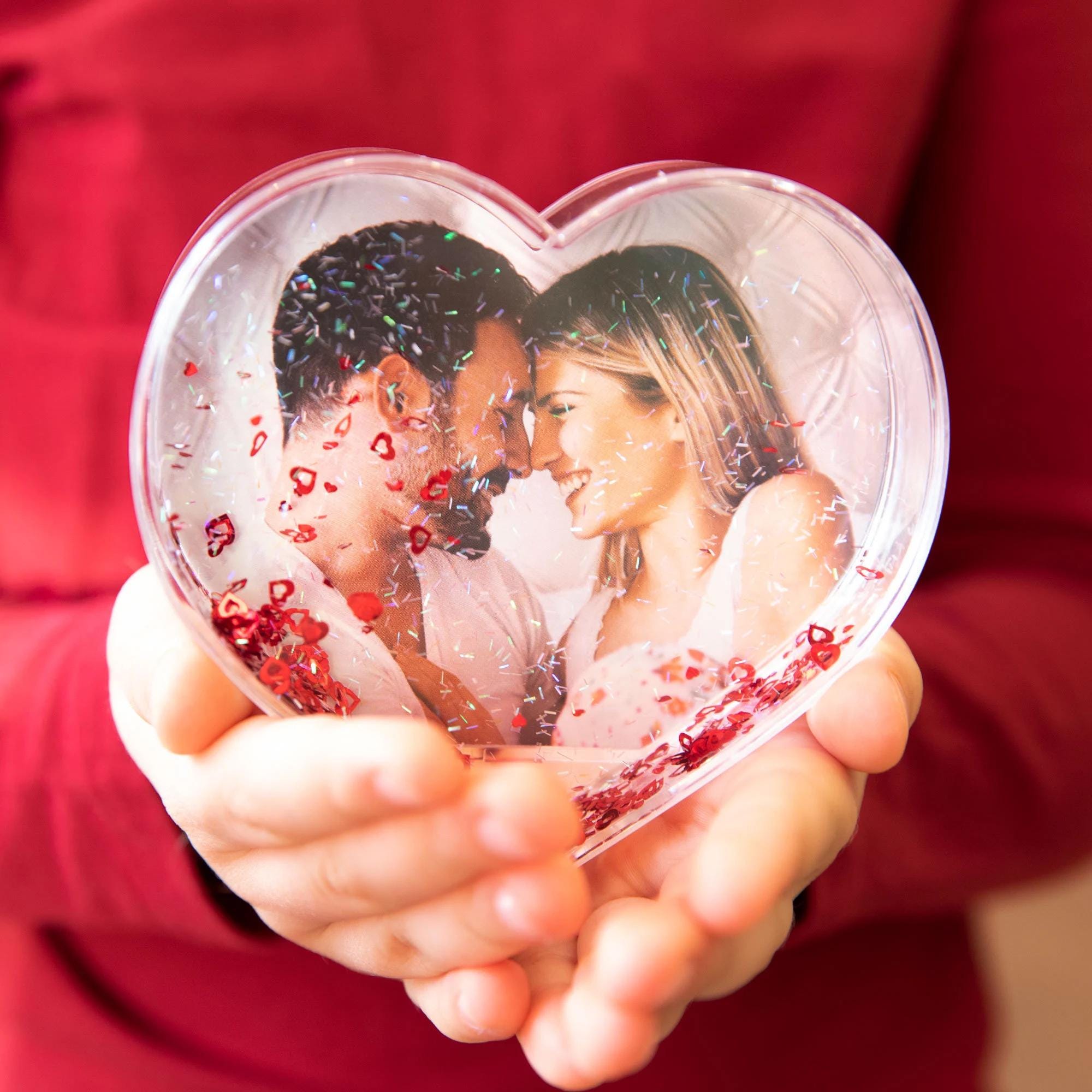 Heart Shape Snow Globe With Glitter - Heart Globe Photo Gift With Photo ...