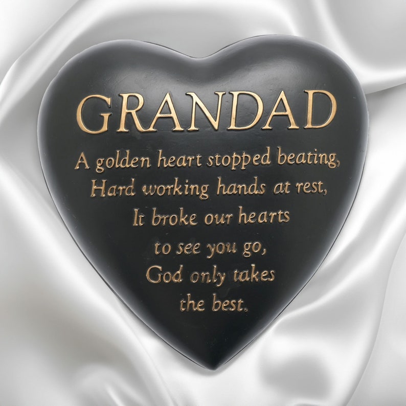 Grandad Memorial Stone - Grandad Grave Stone - Heart Shaped Grandad ...