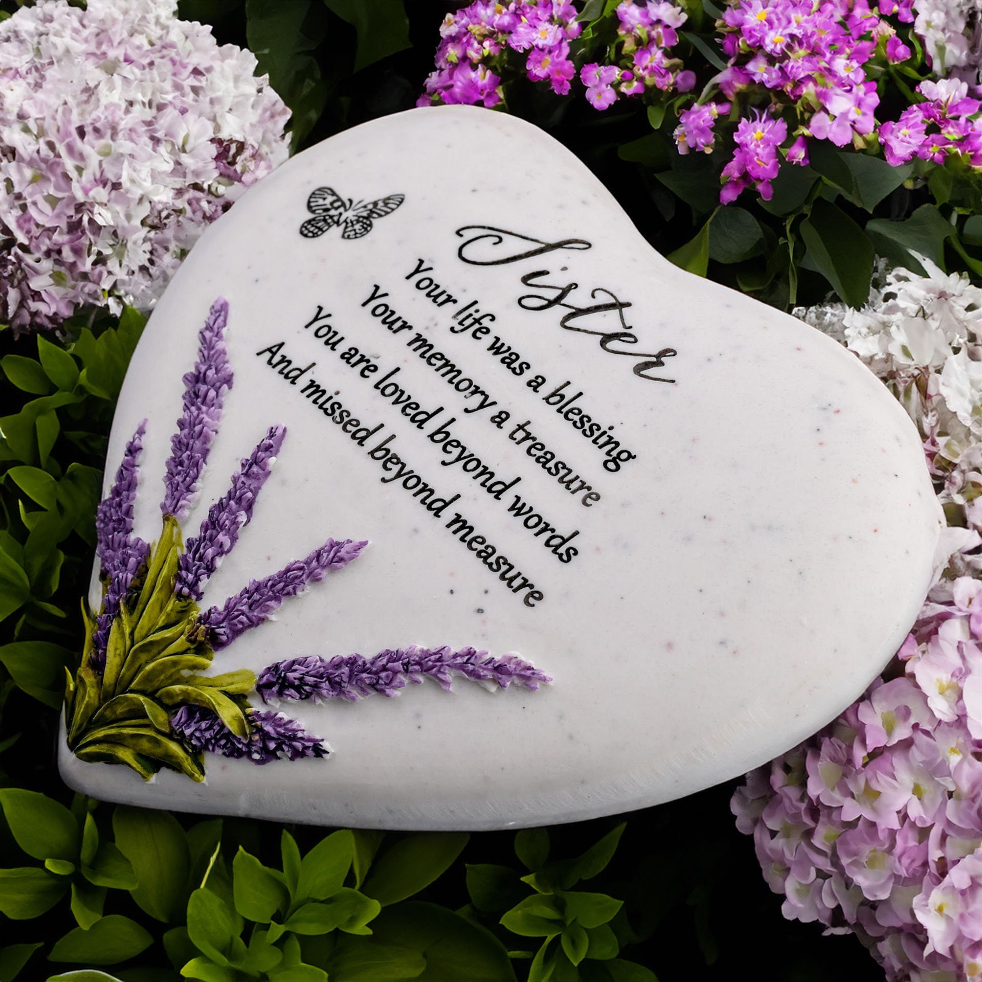 Memorial Stone for Sister - Sister Grave Stone - Heart Shaped Sister ...