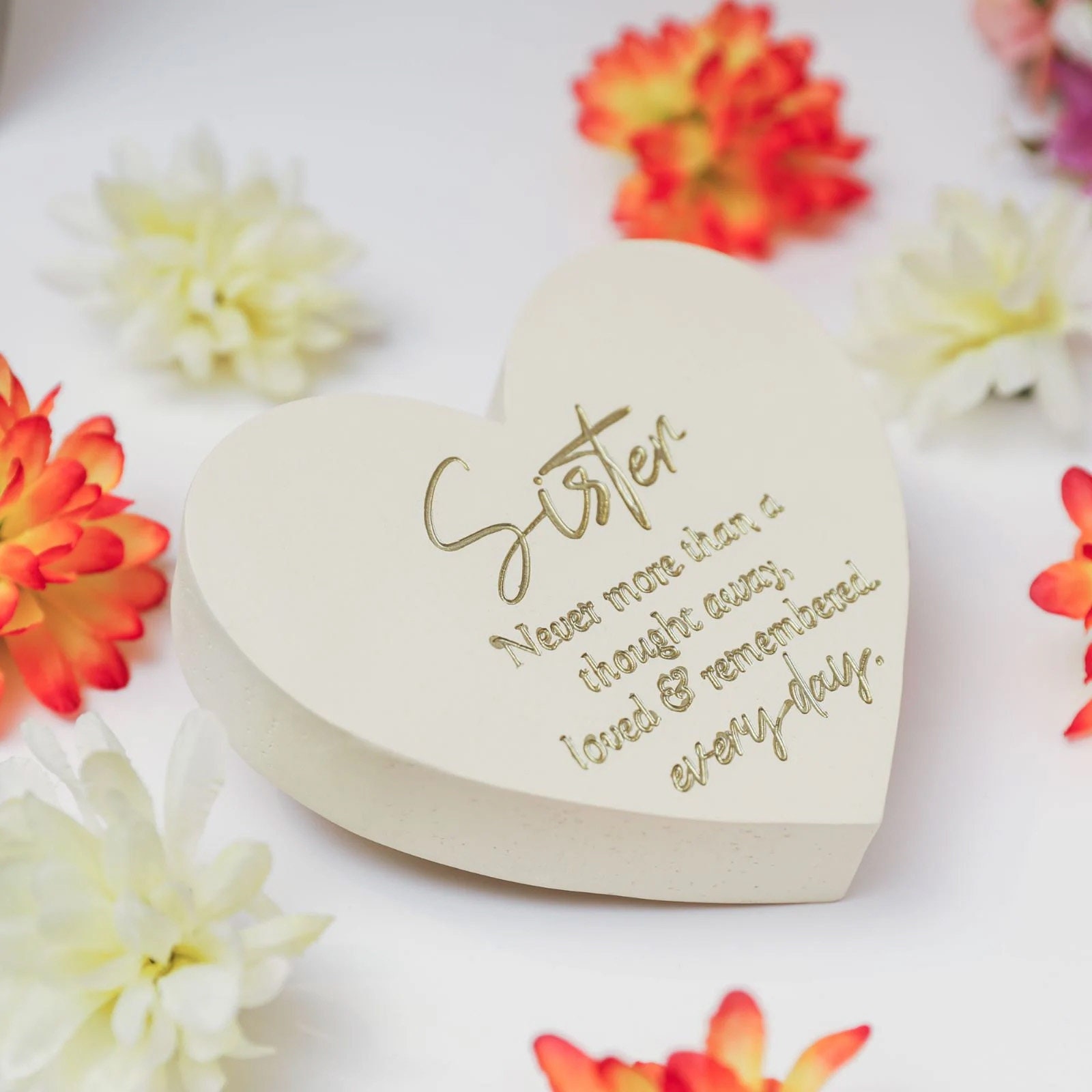 Memorial Stone for Sister - Sister Grave Stone - Heart Shaped Sister ...