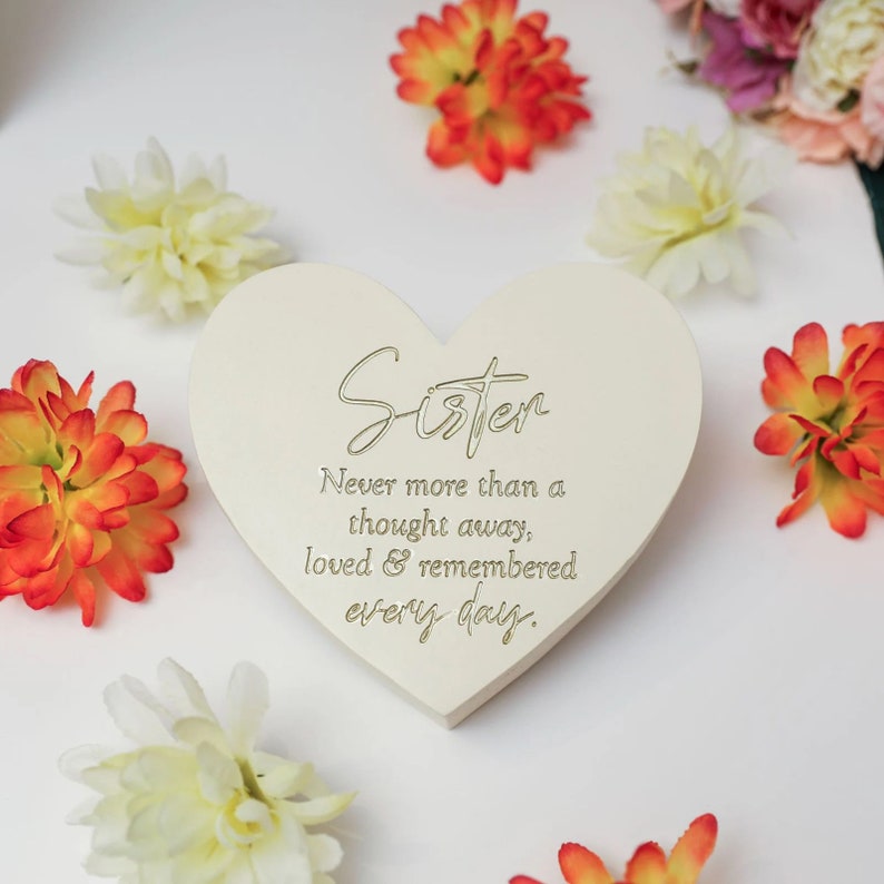 Memorial Stone for Sister - Sister Grave Stone - Heart Shaped Sister ...