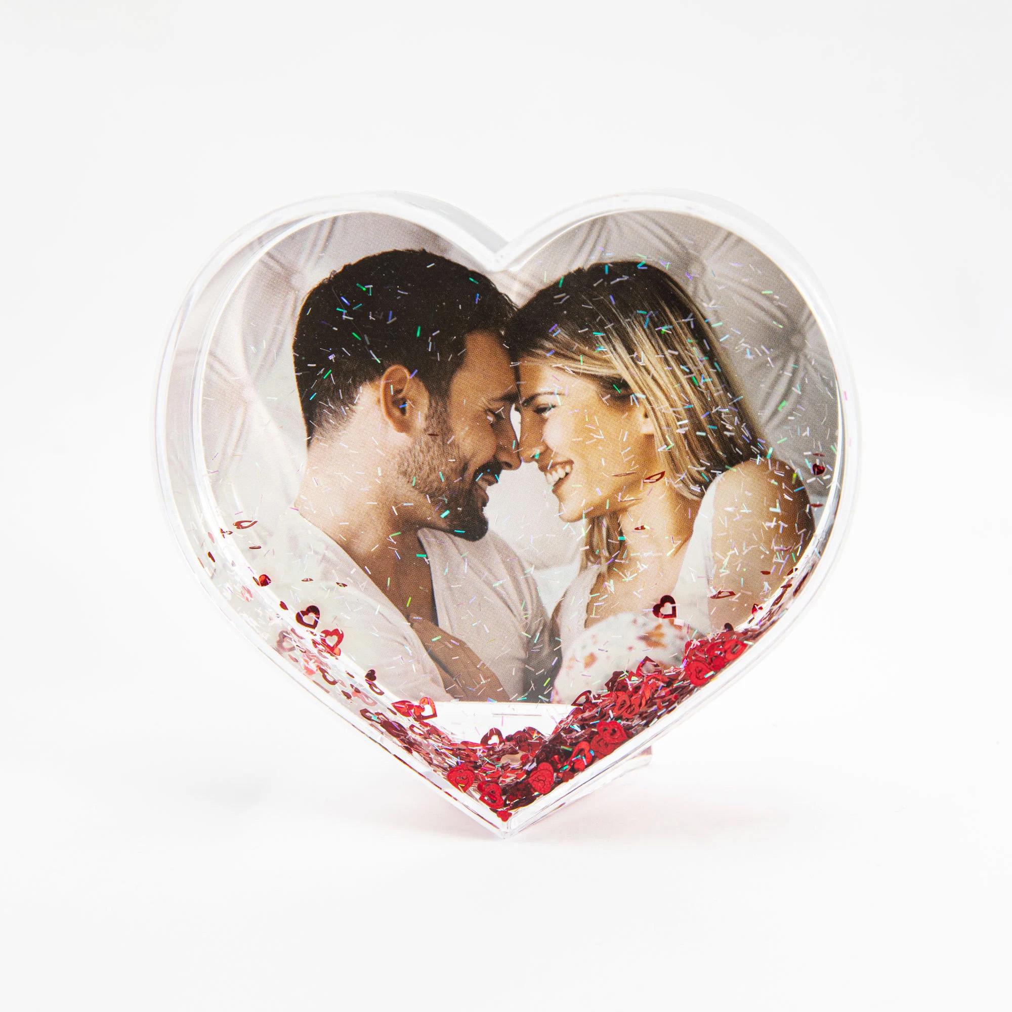 Heart Shape Snow Globe With Glitter - Heart Globe Photo Gift With Photo ...