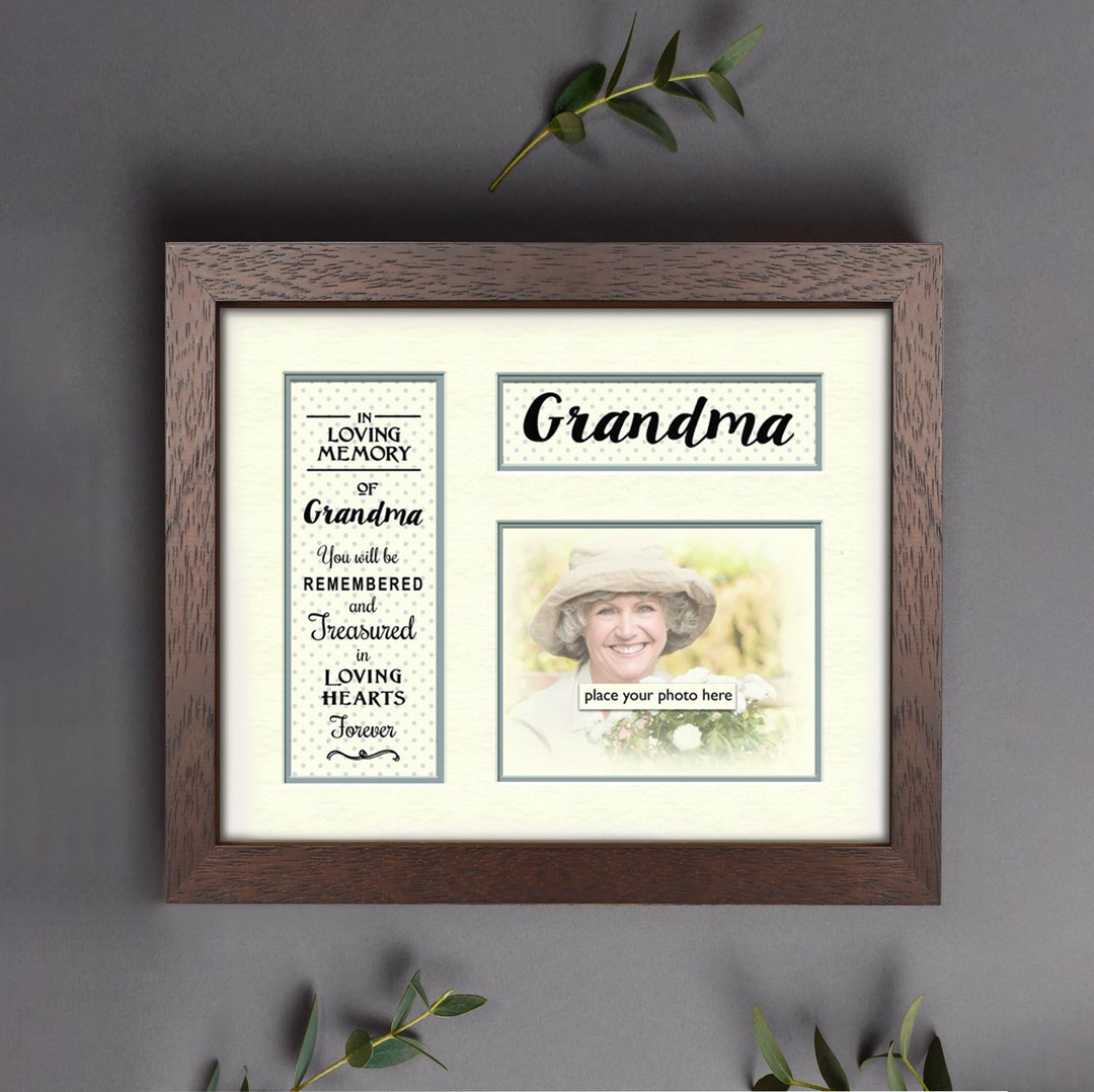 Memorial Frame and Mount for Grandma - Personalised Photo Frame and ...