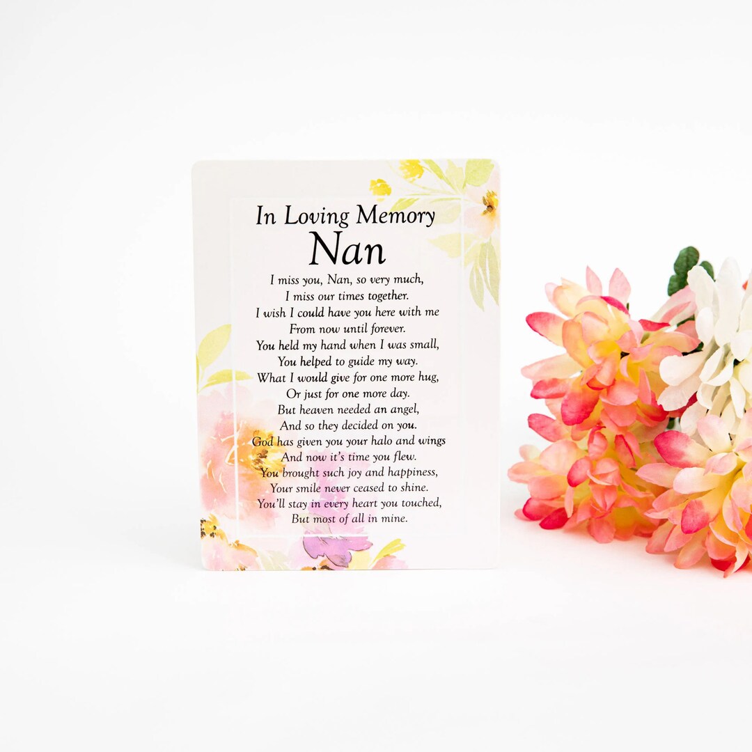 Nan Memorial Card for Graveside - Weatherproof Graveside Memorial Card ...