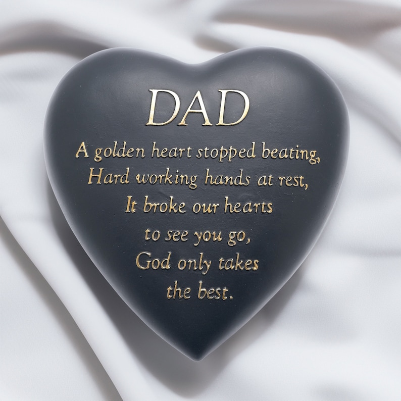 Memorial Stone for Dad - Dad Grave Stone - Heart Shaped Dad Memorial ...