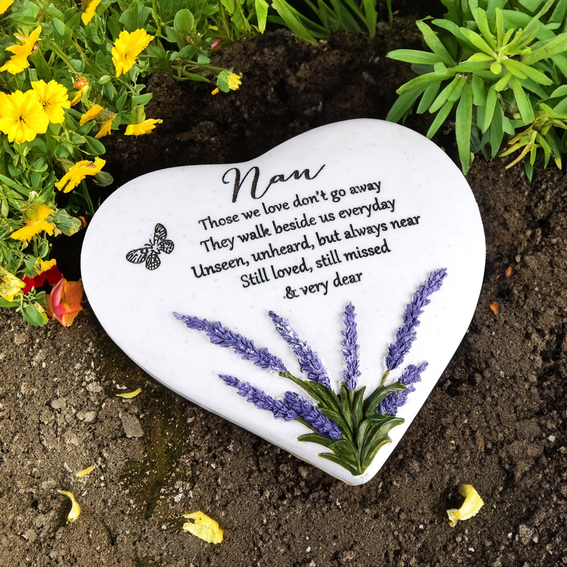 Memorial Stone for Nan - Nan Grave Stone - Heart Shaped Nan Memorial ...