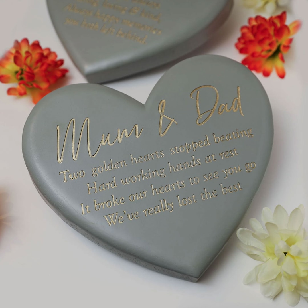 Memorial Heart Plaque for Mum & Dad – Remembrance Stone - Etsy