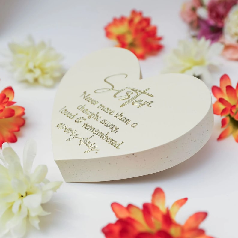 Memorial Stone for Sister - Sister Grave Stone - Heart Shaped Sister ...