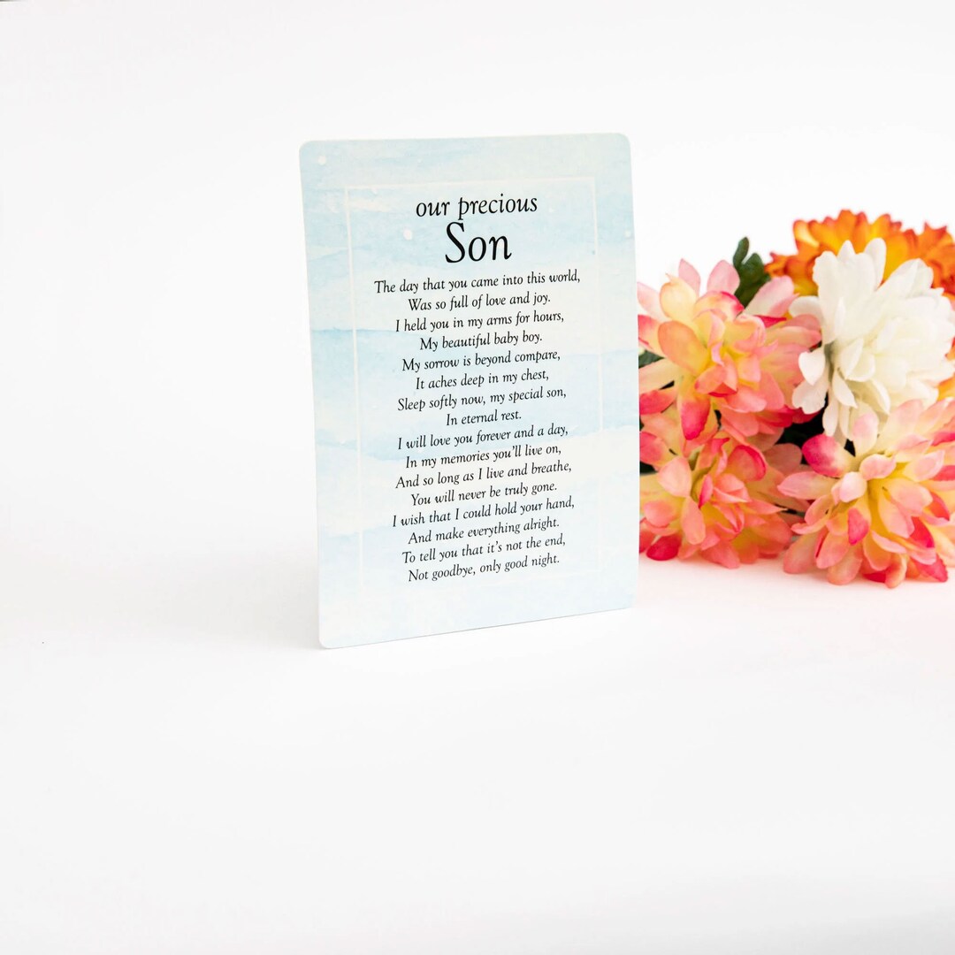 Son Memorial Card for Graveside - Weatherproof Graveside Memorial Card ...
