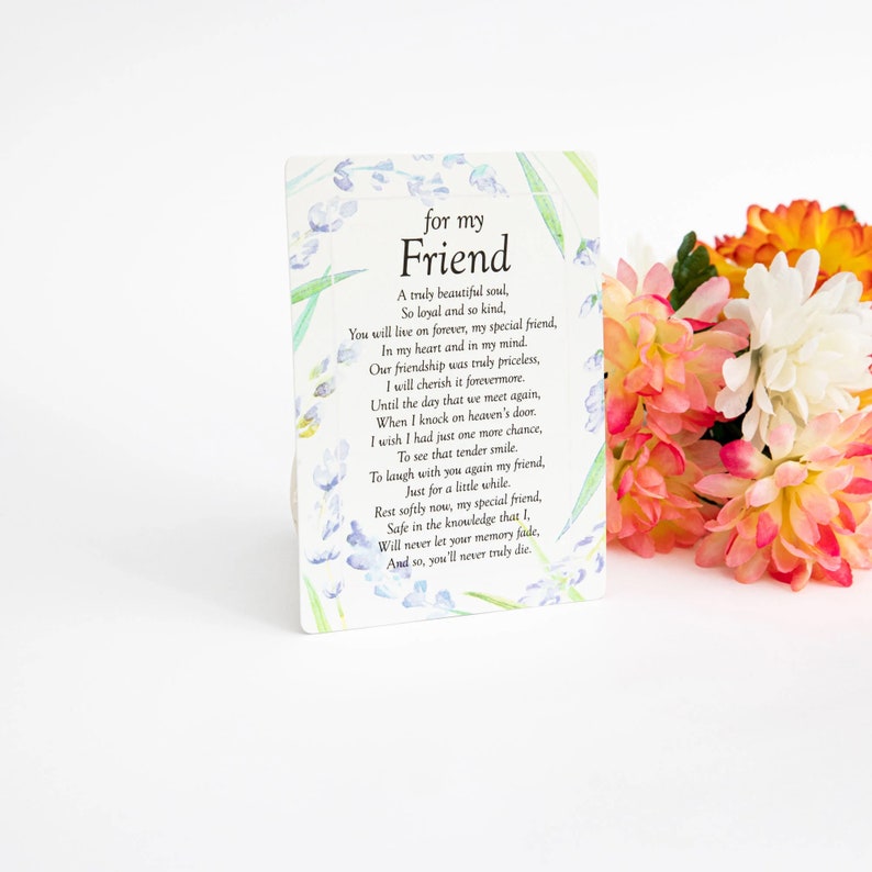 Weatherproof Memorial Card for Friend – Graveside Floral Design - Etsy