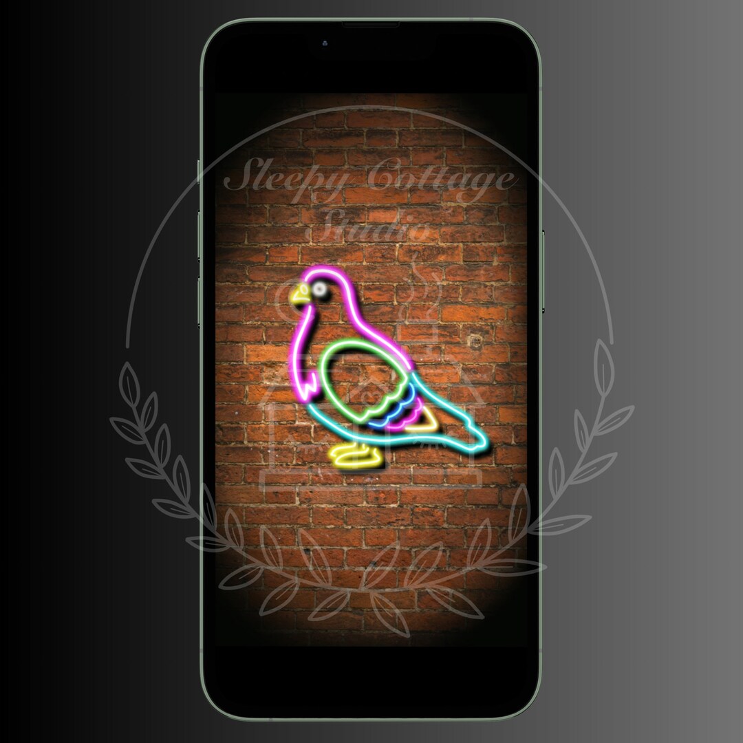 Neon Sign Quirky Pigeon Phone Wallpaper Digital Download - Etsy