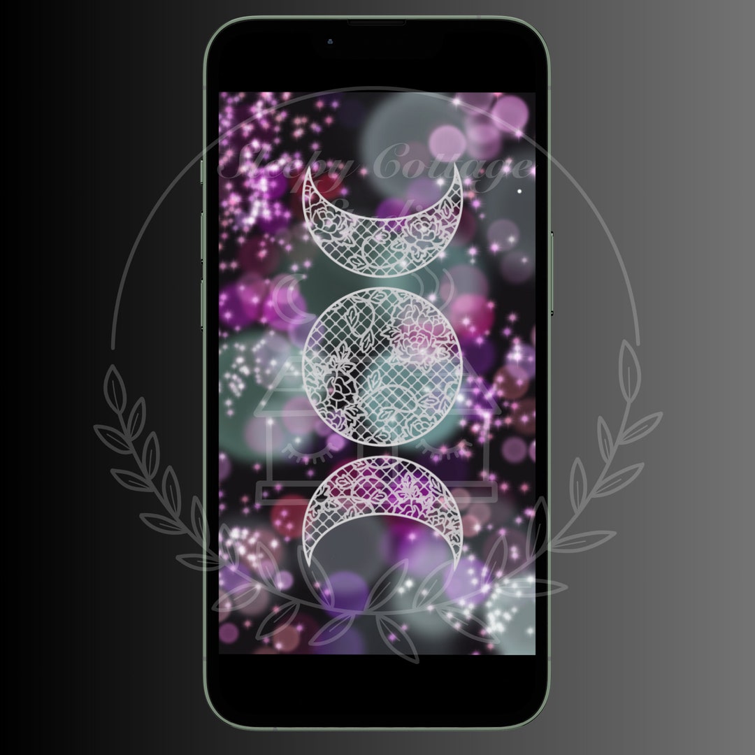 Aesthetic Sparkle Glitter Lace Triple Moon Goddess Phone Wallpaper ...