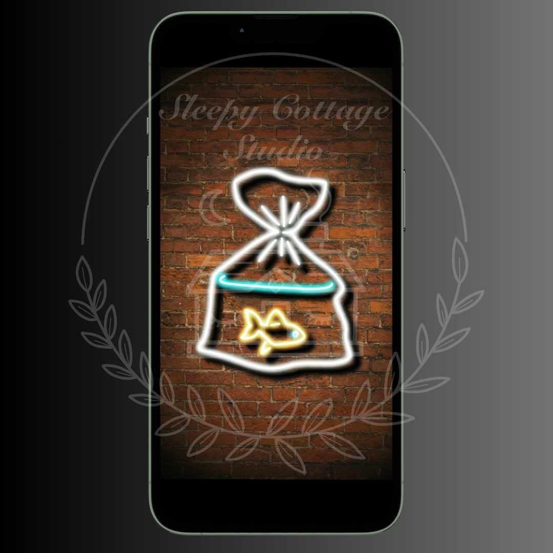 Neon Sign Quirky Fairground Goldfish Phone Wallpaper Digital Download ...