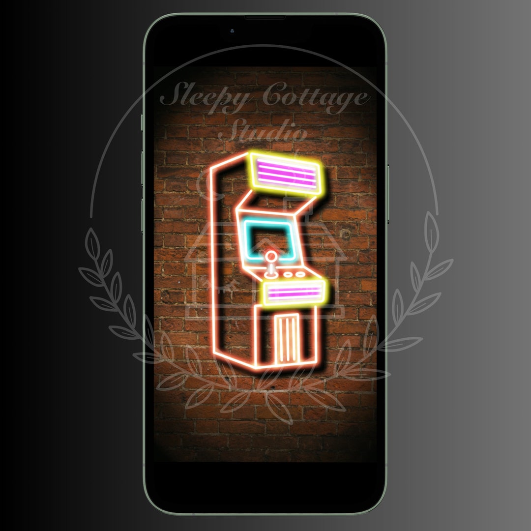 Neon Sign Retro Arcade Game Phone Wallpaper Digital Download - Etsy