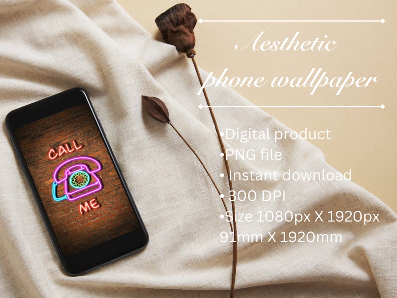 Neon Sign Retro Telephone Phone Wallpaper Digital Download - Etsy