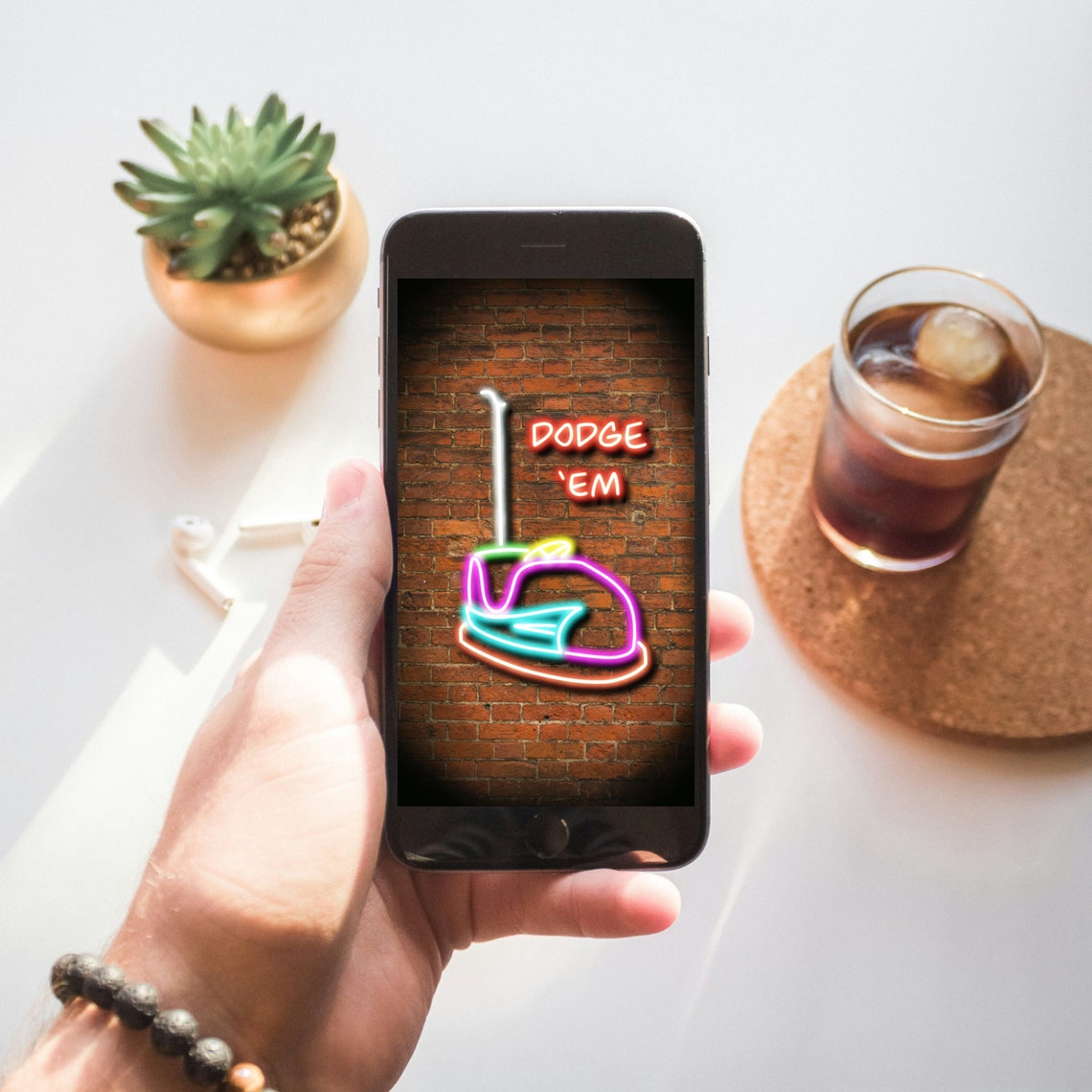 Neon Sign Quirky Bumper Car Dodgem Phone Wallpaper Digital Download - Etsy