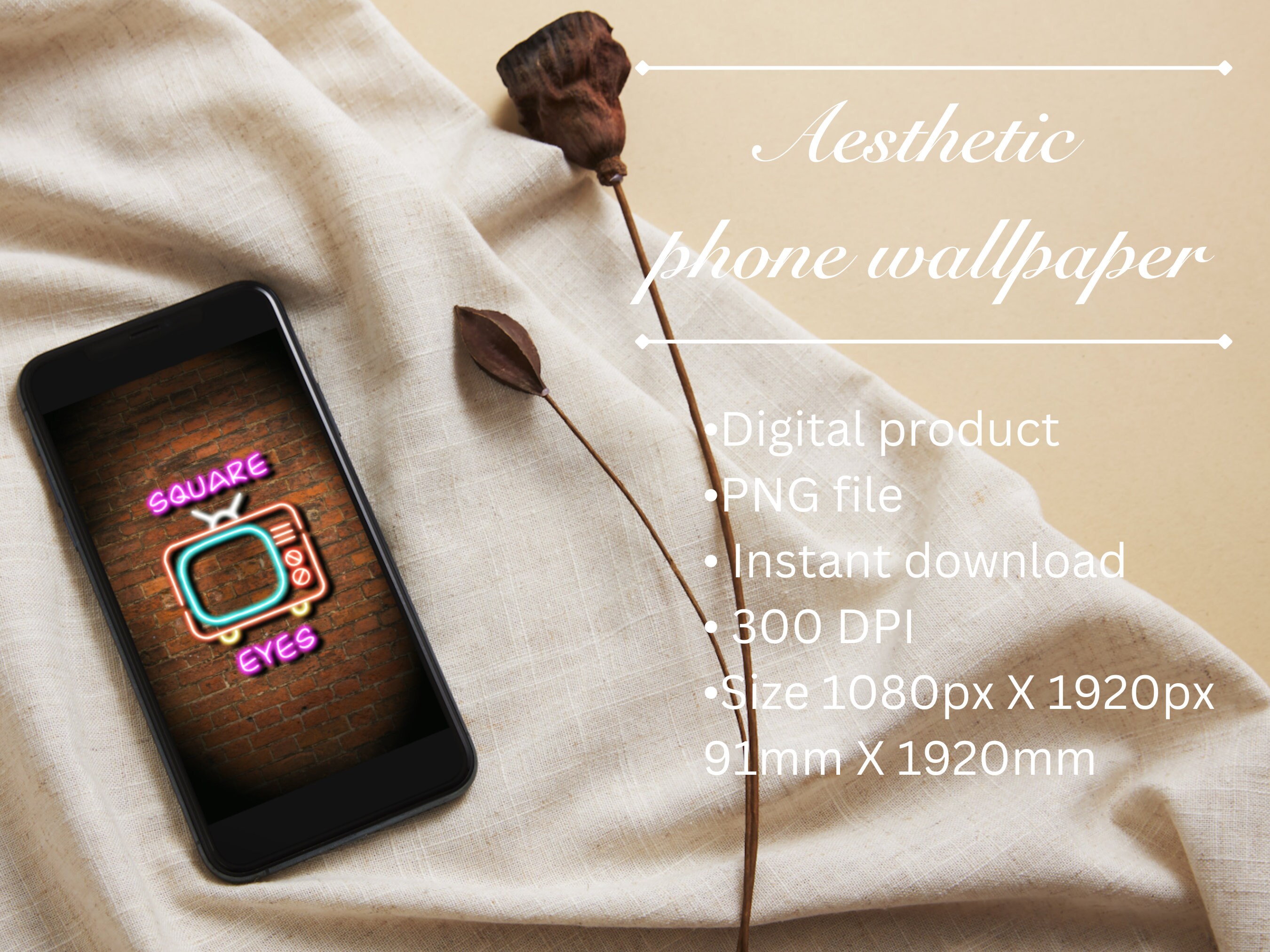 Neon Sign Retro TV Phone Wallpaper Digital Download - Etsy