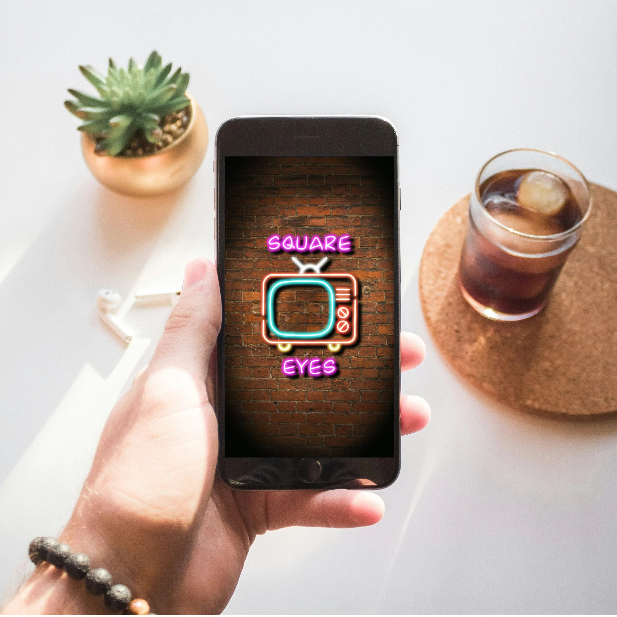 Neon Sign Retro TV Phone Wallpaper Digital Download - Etsy