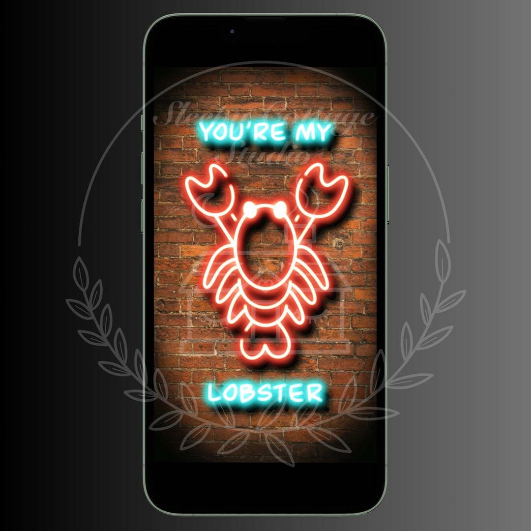 Neon Sign Quirky Cute Lobster Phone Wallpaper Digital Download - Etsy