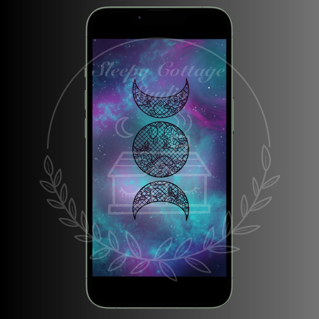 Galaxy Lace Triple Moon Goddess Phone Wallpaper (digital Download) - Etsy