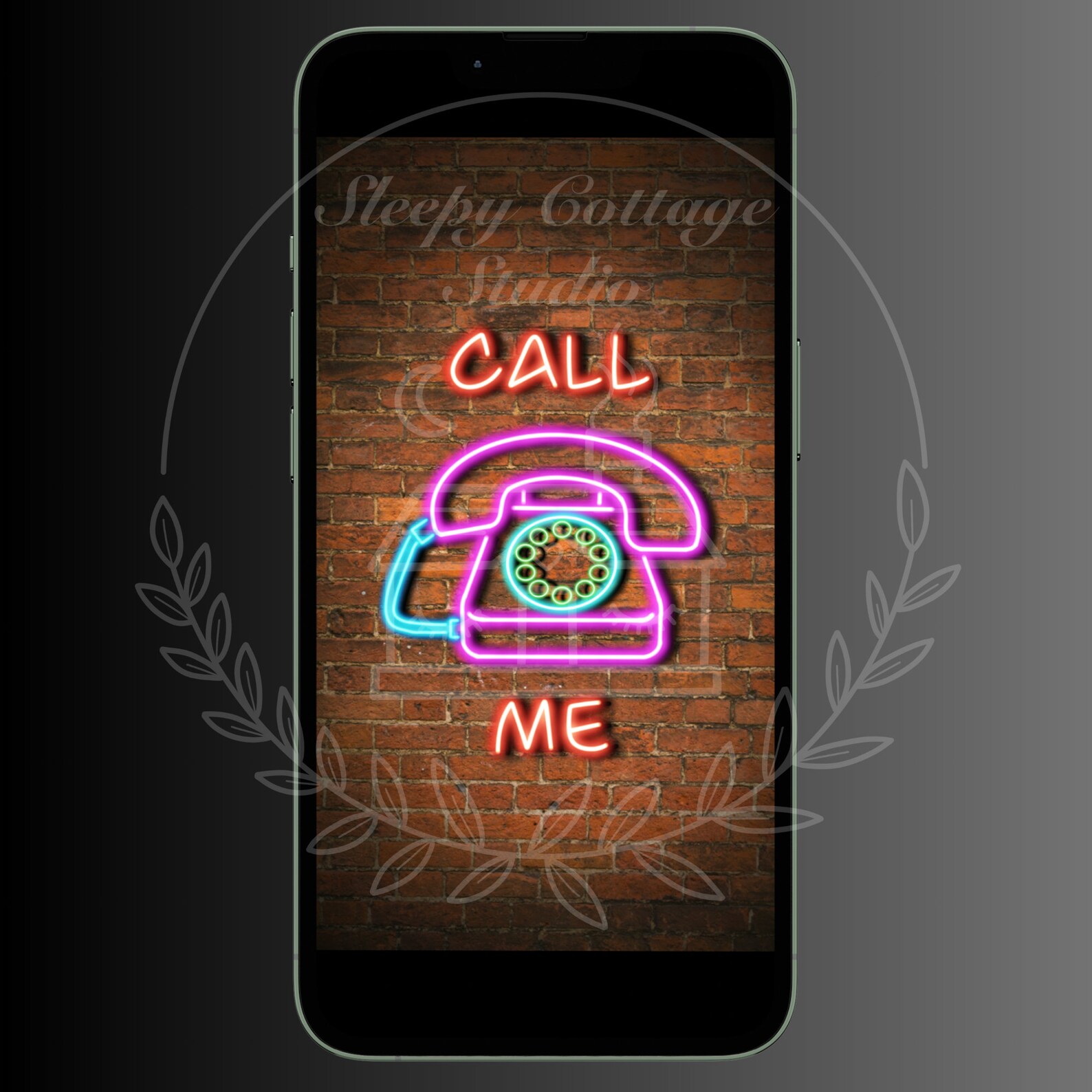Neon Sign Retro Telephone Phone Wallpaper Digital Download - Etsy