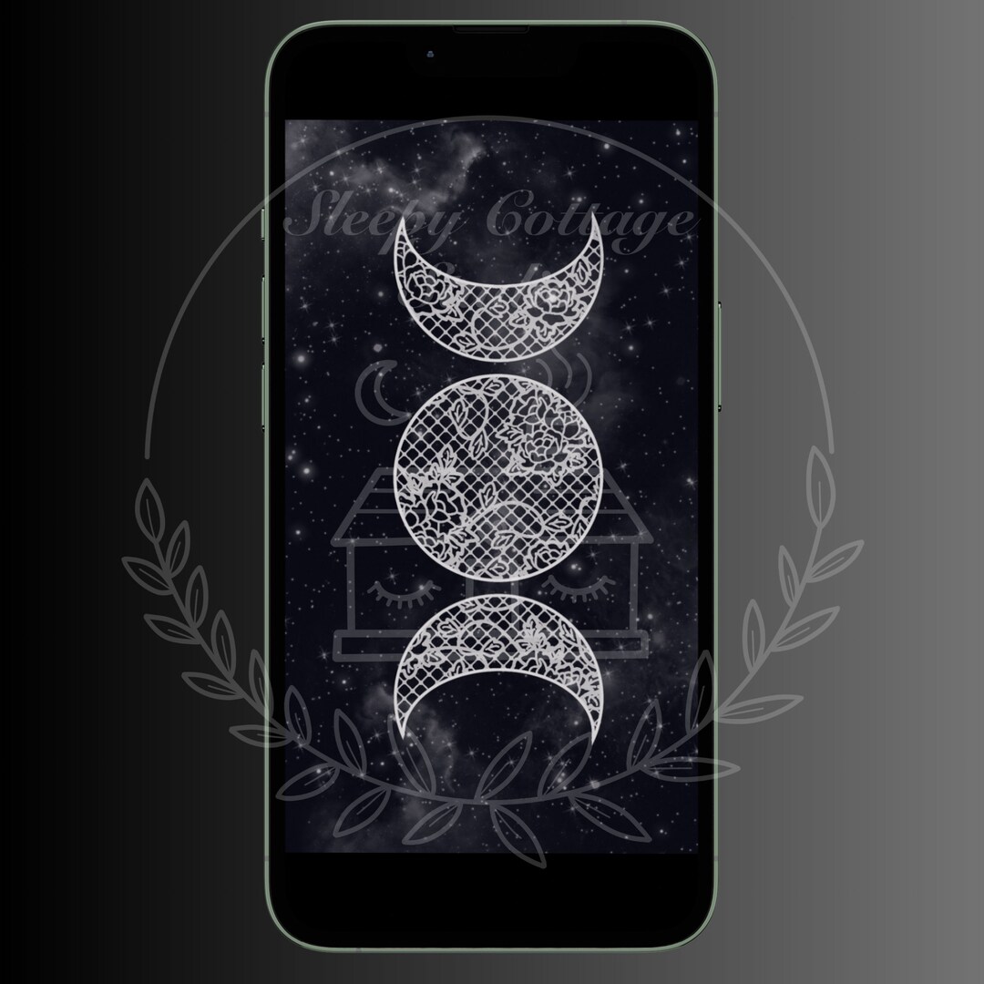 Aesthetic Night Sky Lace Triple Moon Goddess Phone Wallpaper Digital ...
