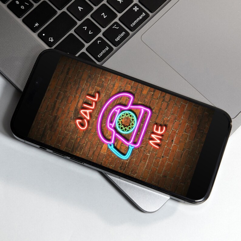 Neon Sign Retro Telephone Phone Wallpaper Digital Download - Etsy