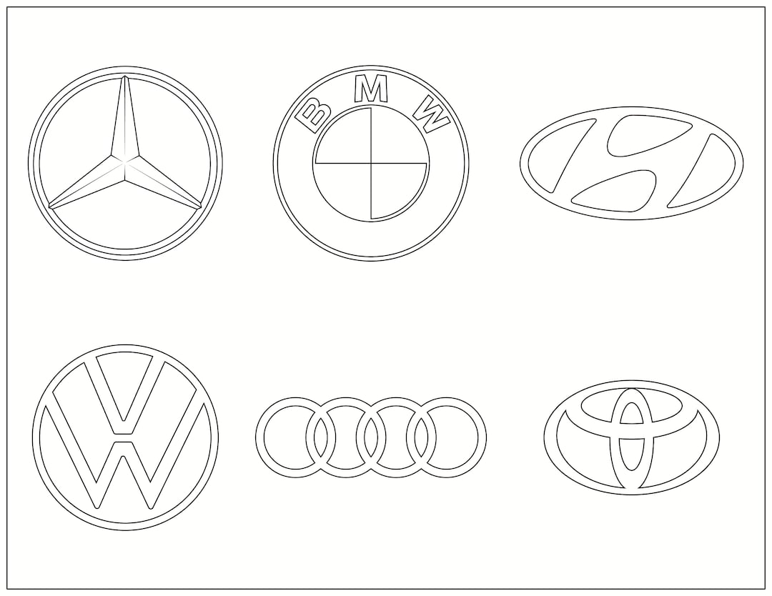 Car Brand Coloring Page for Kids - Learn & Create With Mercedes, BMW ...