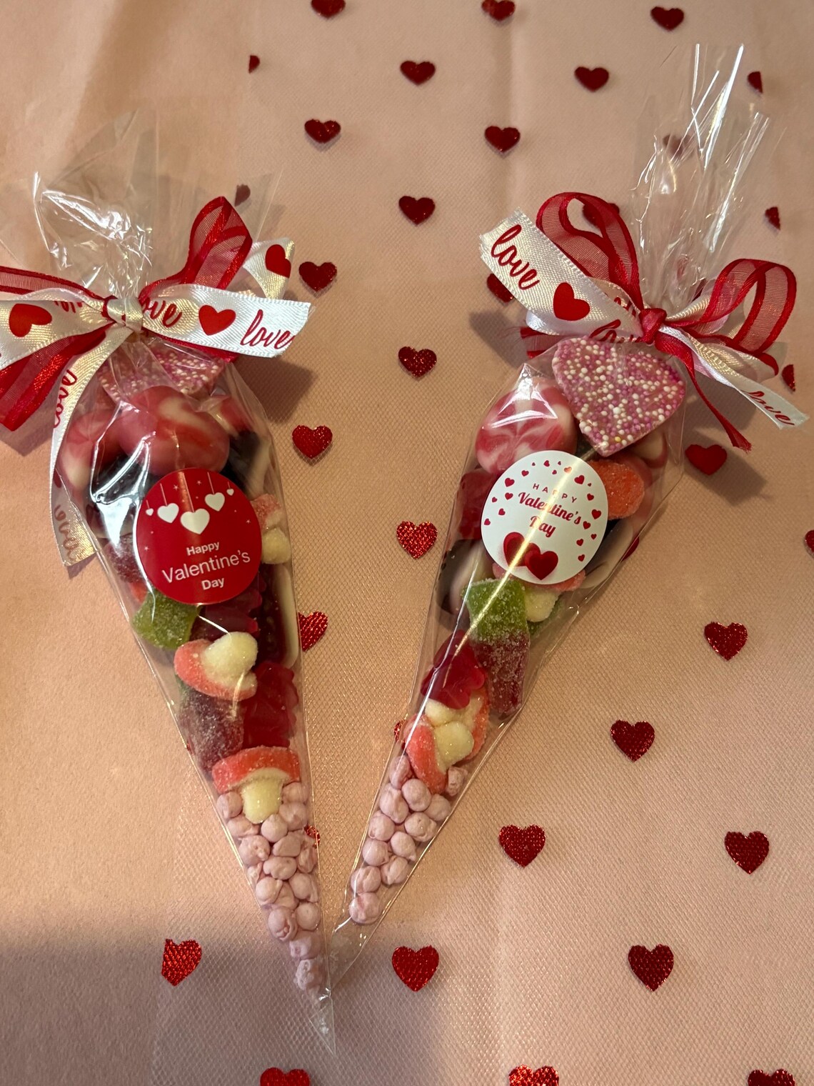 Valentines Sweetcone Complete With a Variety of Red and Pink Sweets ...