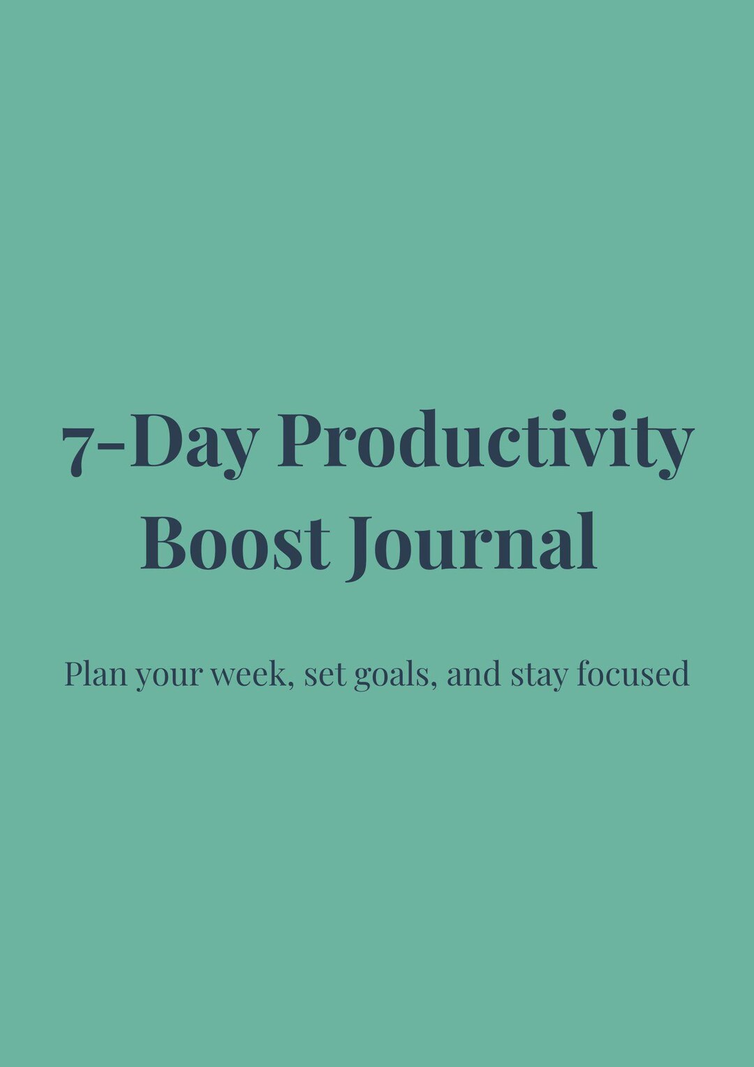 Productivity Journal, 7-day Boost: Plan, Focus & Achieve - Etsy
