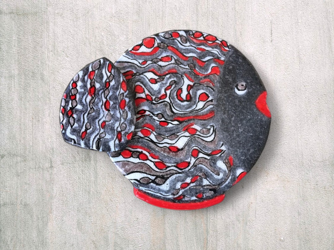 Lava Rock Art: Unique Ceramic Fish Wall Decor, Ideal for Apartment ...