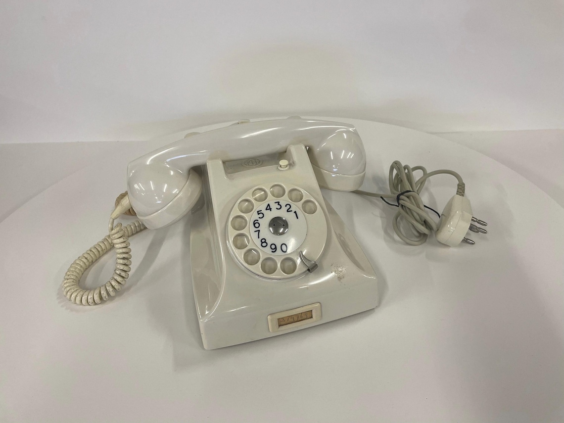 70s Classic White Bakelite House Ericsson Phone, Elegant Shiny Cream ...