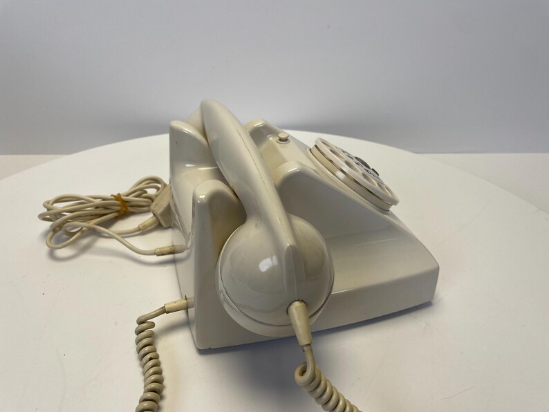 70s Classic White Bakelite House Ericsson Phone, Elegant Shiny Cream ...